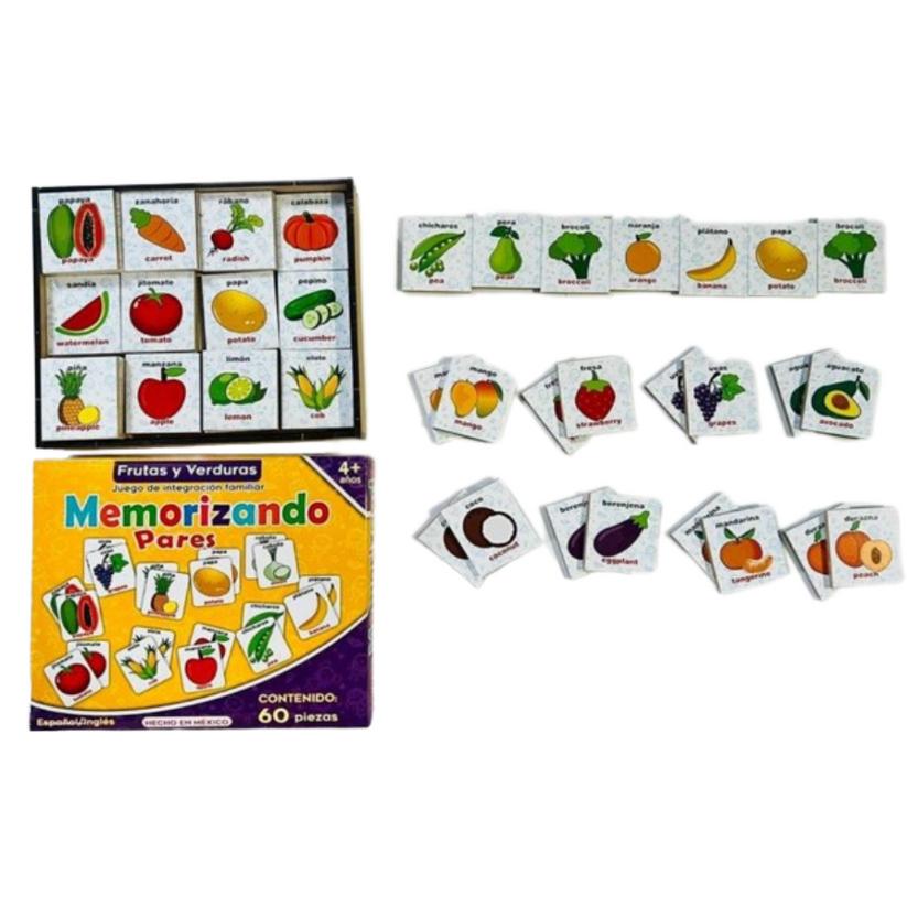 Memorama Frutas y Verduras Bilingue – Tic Tac Toy
